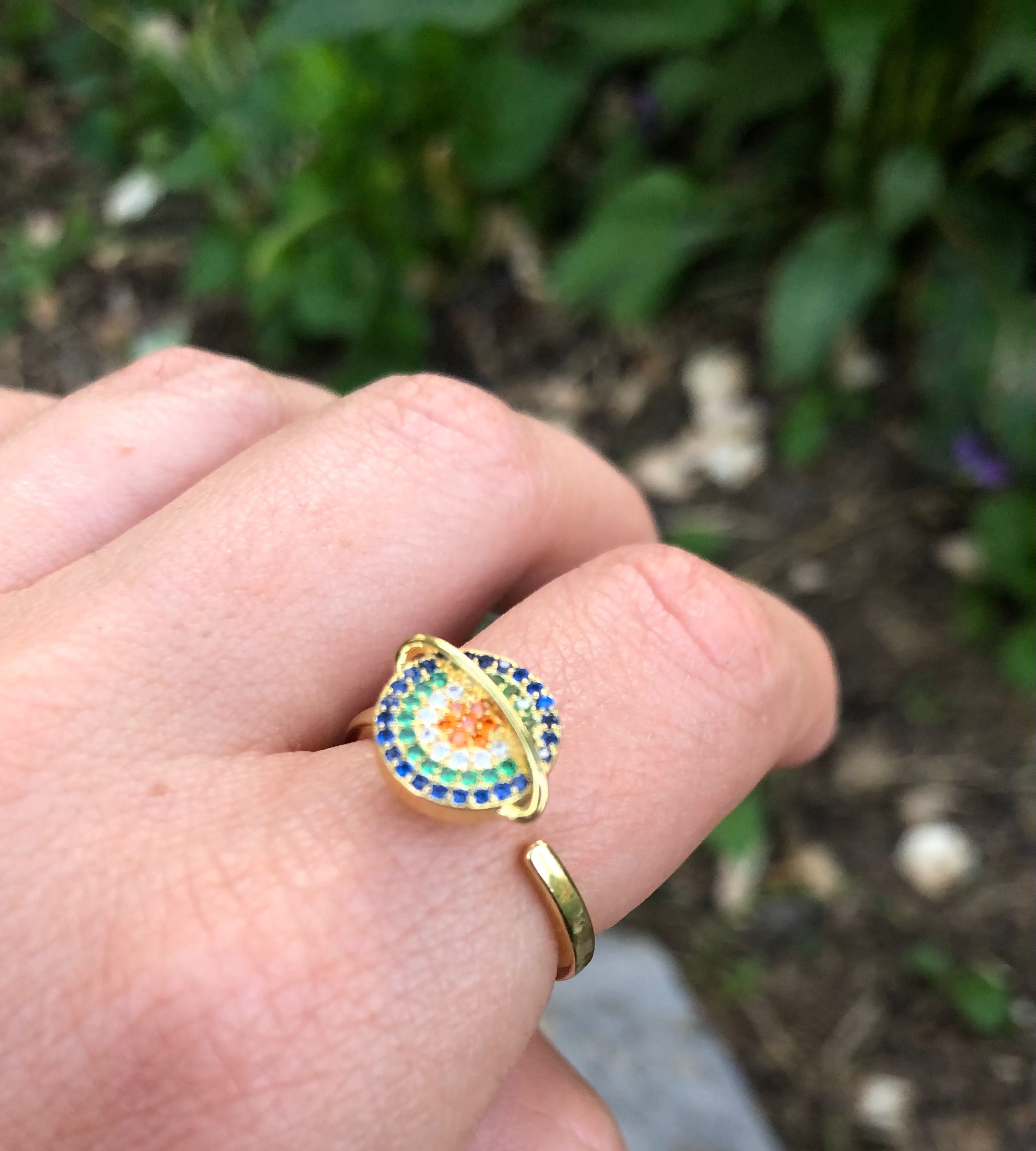 Rotating Planet Anxiety Fidget Ring - One Size - Anxiety rings for wom ...